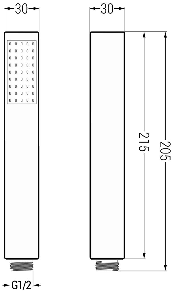 Mexen příslušenství - R-77 Ruční sprcha, 1-funkční, černá, 79577-70