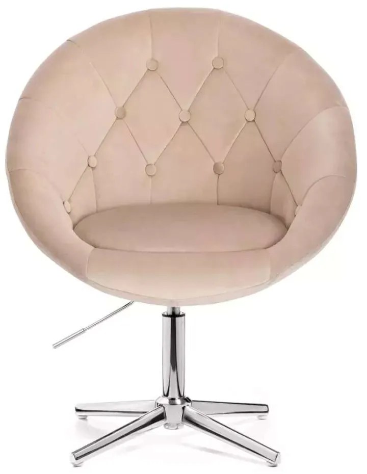 LuxuryForm DESIGN Otočné křeslo VERA VELUR na stříbrném kříži - latte