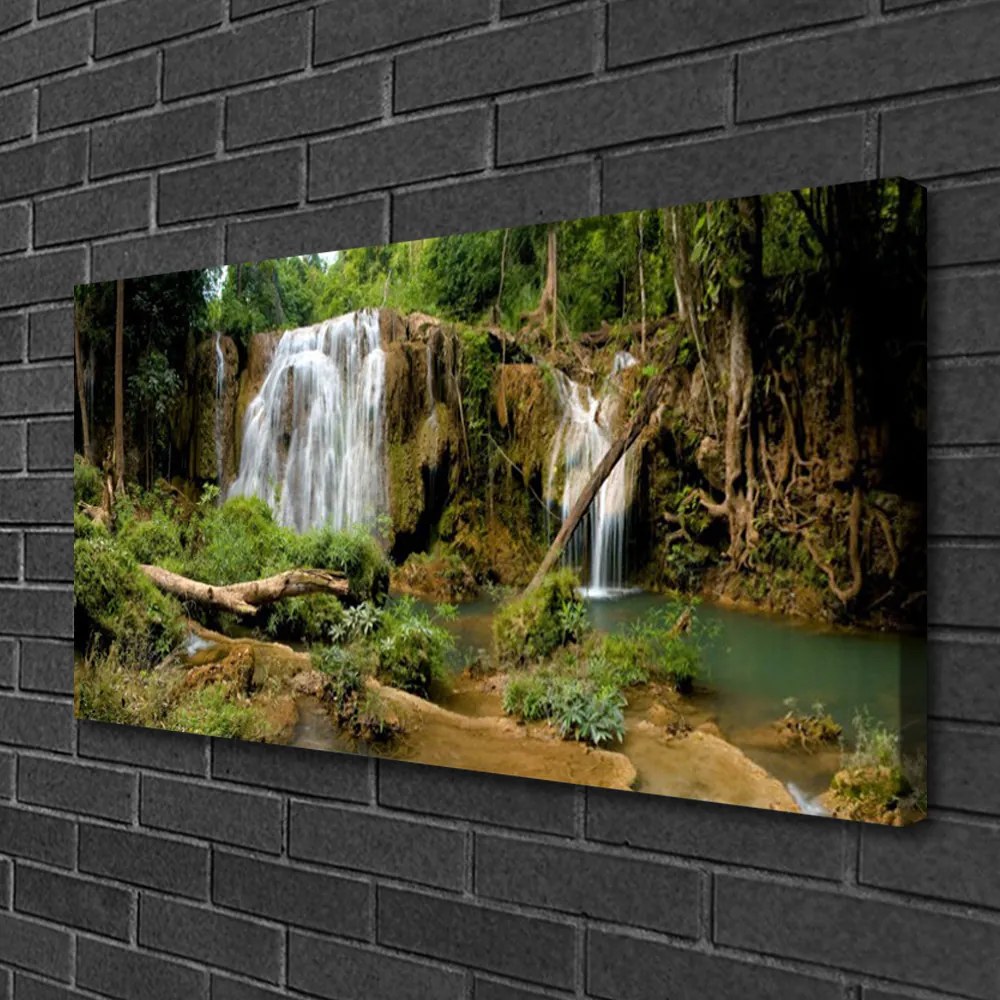 Obraz na plátně Vodopád Řeka Les Příroda 140x70 cm
