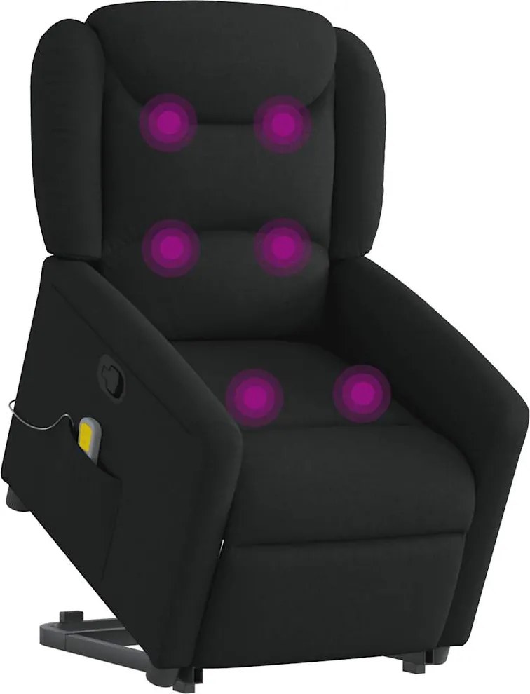 Zvedací masážní polohovací křeslo černé textil 3303206