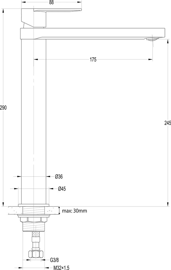 Aqualine DAPHNE DH601B umyvadlová baterie stojánková vysoká bez výpusti černá