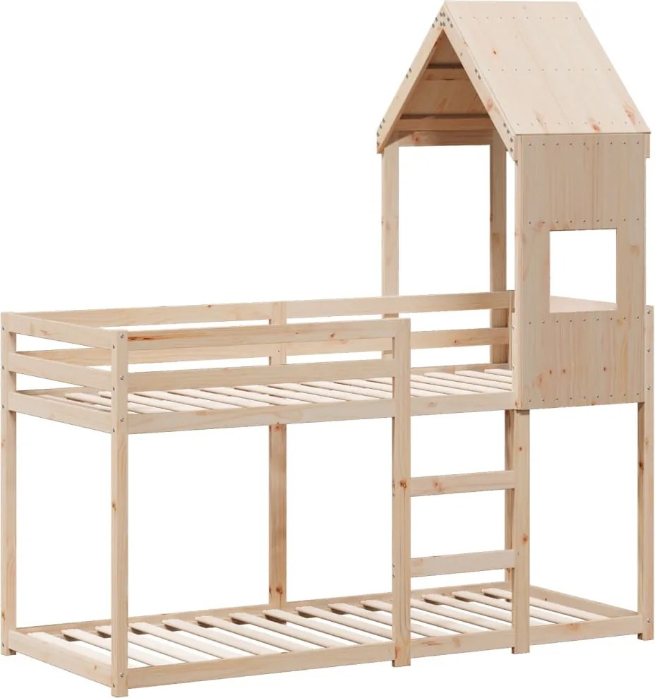 Patrová postel bez matrace 90 x 190 cm masivní borové dřevo 3282002