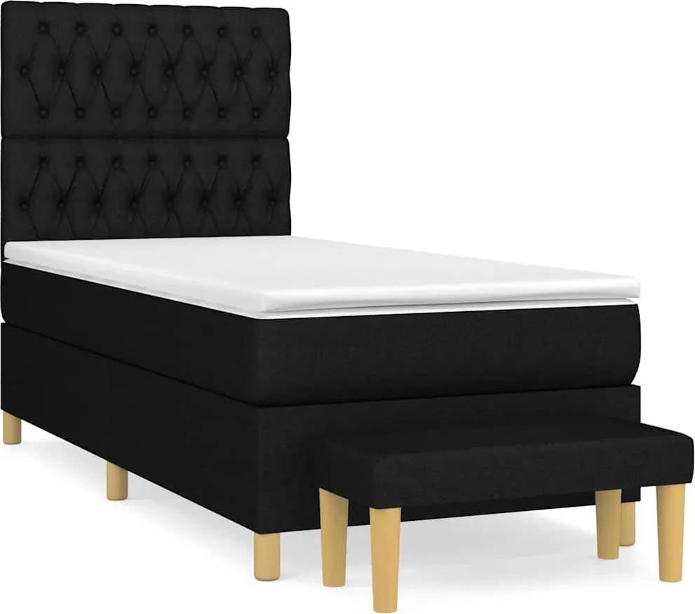 Box spring postel s matrací černá 90x190 cm textil 3137359