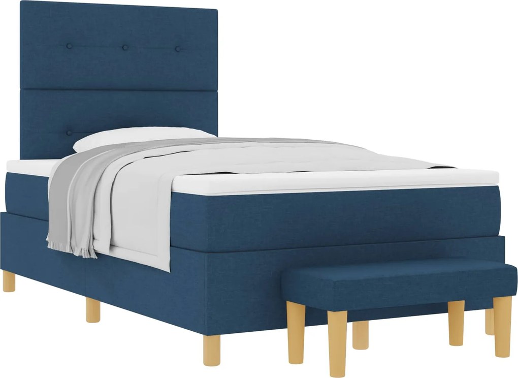 Postel s boxspringem s čelo Modrá 200 x 120 cm textil 3344295