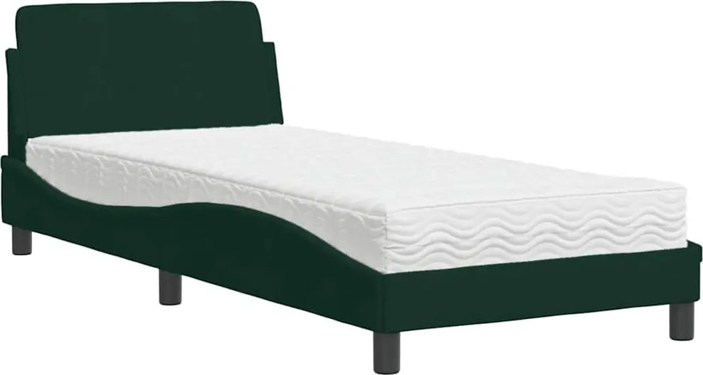 Postel s matrací Dover tmavě zelená 90 x 200 cm samet 3208334