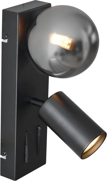 Moderní nástěnné svítidlo černé 2-světelné naklápěcí s portem USB-C - Lesly