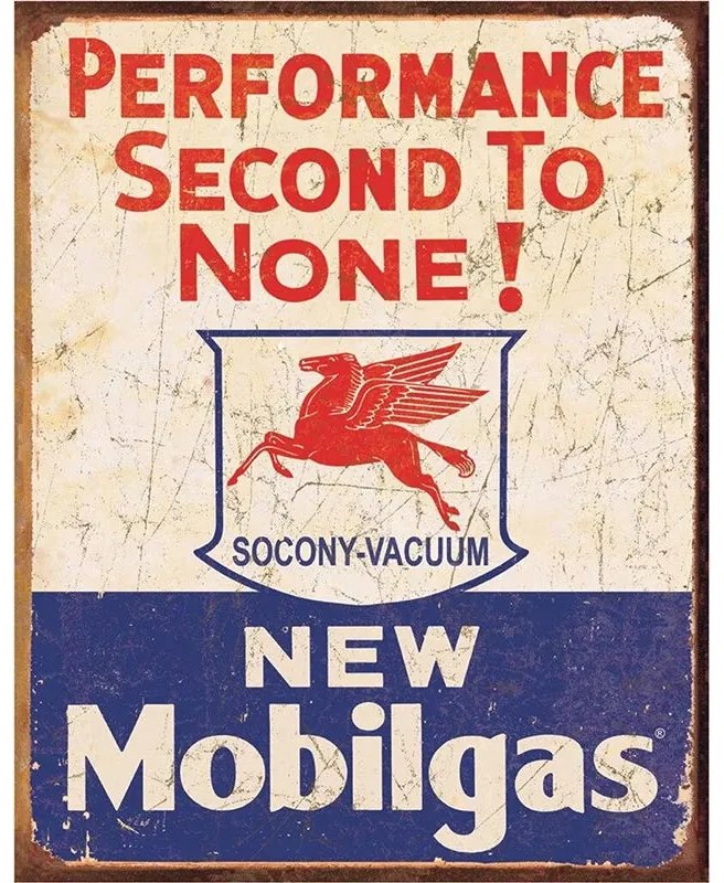 Plechová cedule Mobilgas - 2nd to None 40 cm x 32 cm