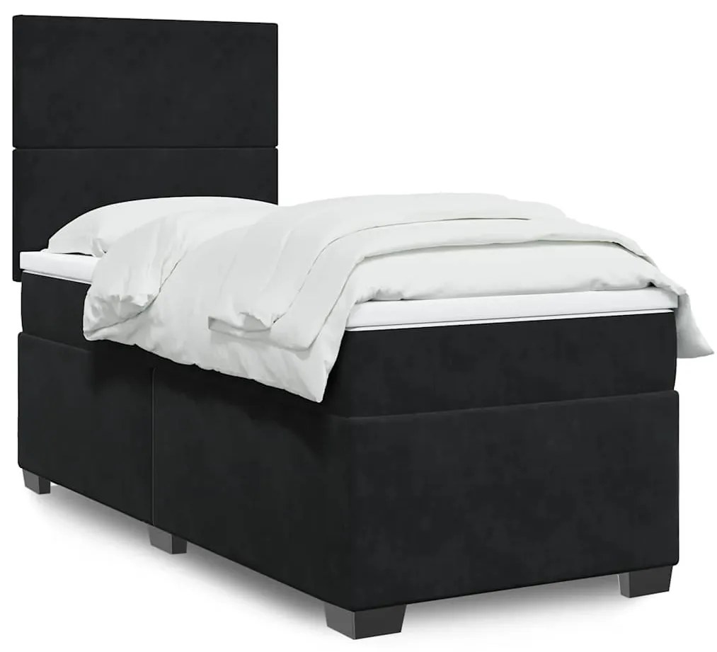 Box spring postel s matrací černá 100x200 cm samet 3293130