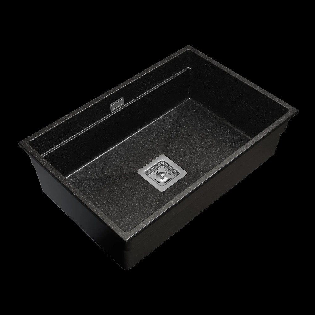 Gamma Decor 7050, 1-komorový granitový dřez 700x470x220 mm, černá skvrnitá, GMA-ZLE000105