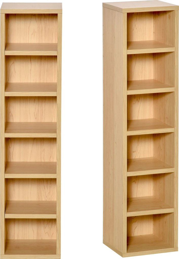 HOMCOM Sada 2 sloupových polic pro skladování CD-DVD, 6 + 6 oddílů, rozměry 21D x 19Š x 88V cm, maximální kapacita 160 CD, barva buku