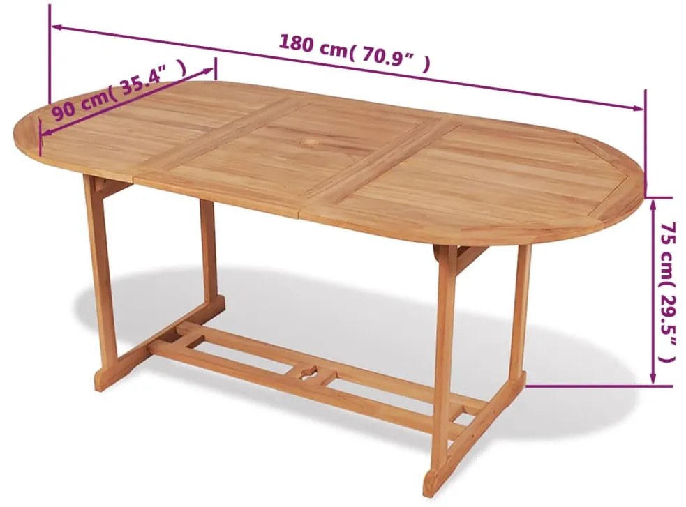 vidaXL Marketos Zahradní stůl 180 x 90 x 75 cm masivní teakové dřevo