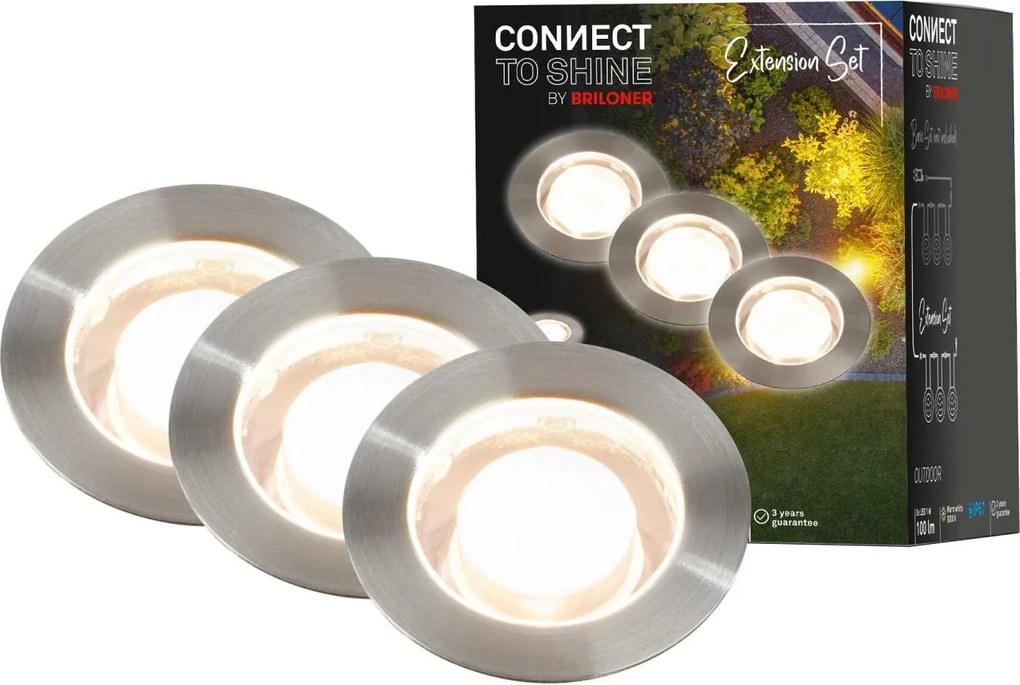BRI 3917032 CONNECT TO SHINE prodlužovací sada Tilia 3ks LED zapuštěných svítidel do země, IP67 - BRILONER