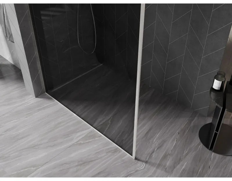 Mexen, Mexen Kioto-XF sprchová stěna s rámem 100 x 202 cm, grafit 10 mm, matný nikl - 800-100-104-97-40-X