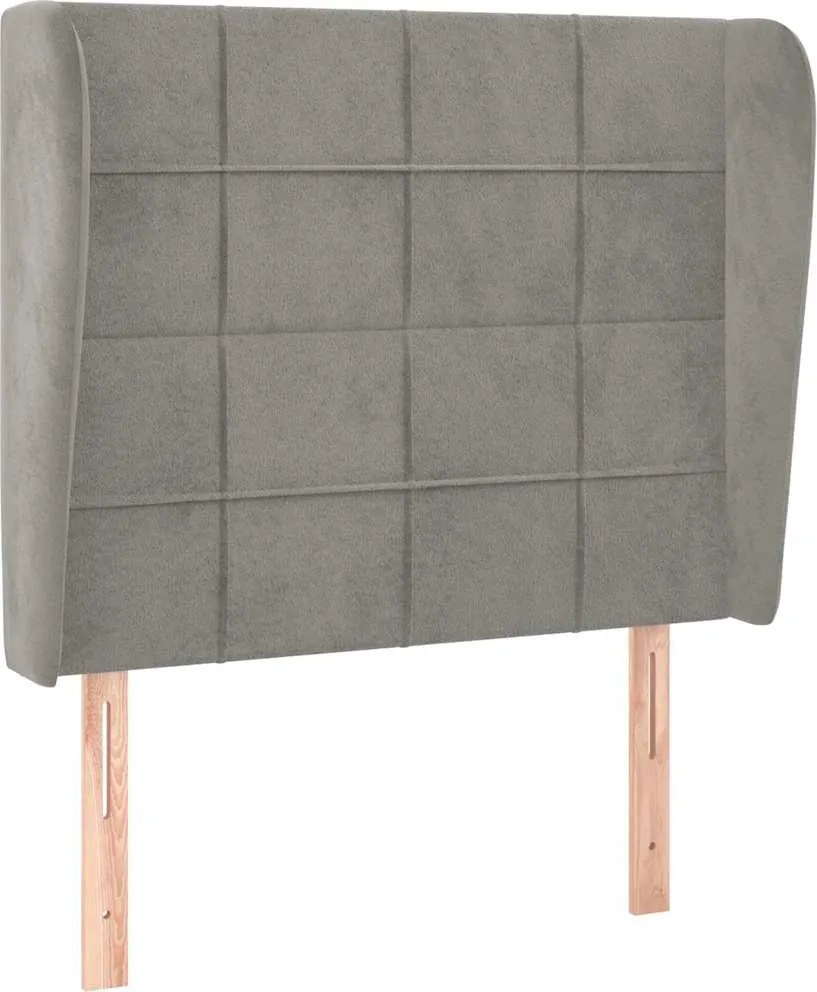 Čelo postele typu ušák světle šedé 103x23x118/128 cm samet 3117998
