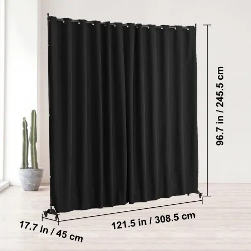 Dělicí stěna VEVOR, 308,5 × 45 × 245,5 cm – Černá