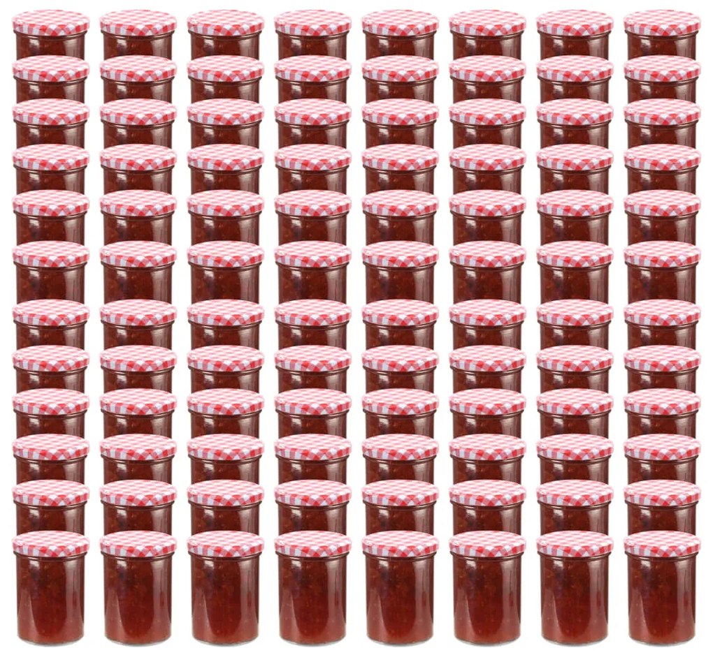 50808 vidaXL Zavařovací sklenice s bíločervenými víčky 96 ks 400 ml