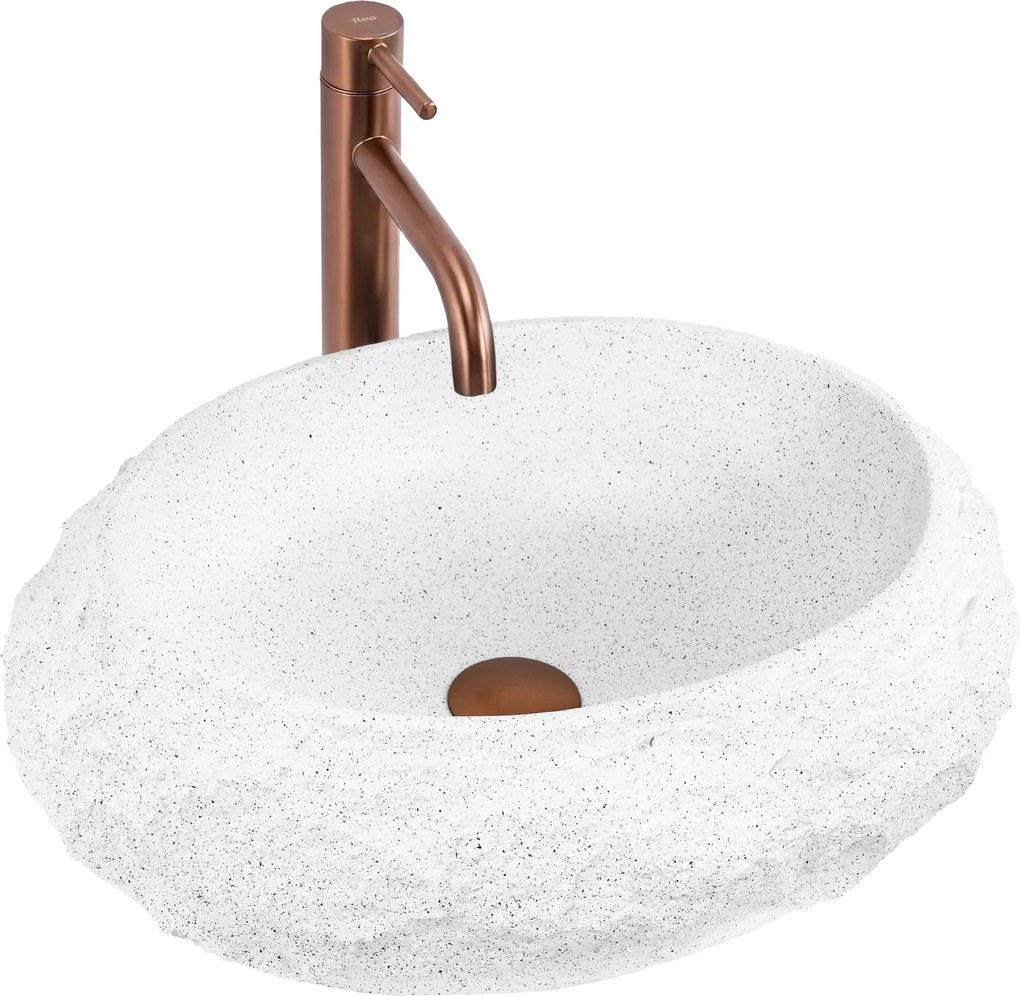 Rea Mika, oválné umyvadlo na desku, 500x380x150mm, bílá-imitace kamene, REA-U3223