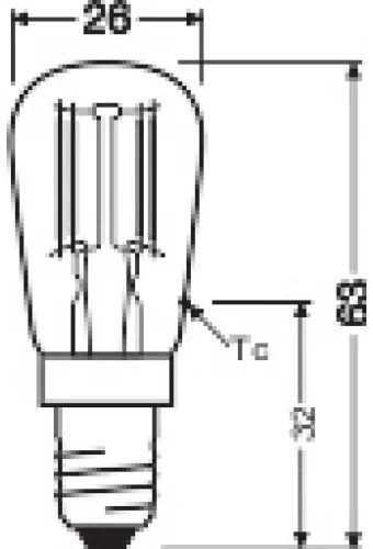 LED žárovka do lednice E14 LEDVANCE PARATHOM T26 Filament 2,2W (12W) teplá bílá (2700K)