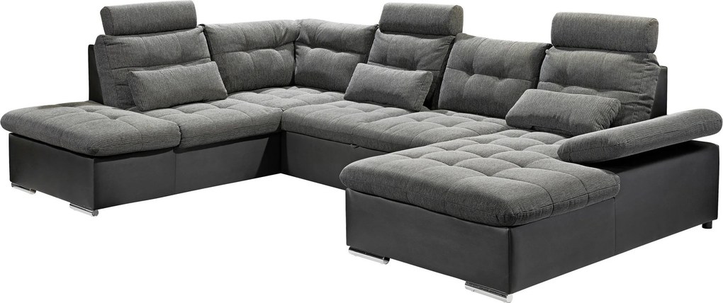 XXXLutz ROHOVÁ SEDAČKA, textil, šedá, černá MID.YOU - Sedací soupravy - 002220017402