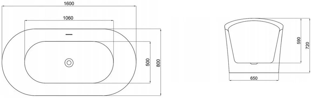 Rea Ferrano, akrylátová volně stojící vana 160x80 cm, bílá lesklá, REA-W0150
