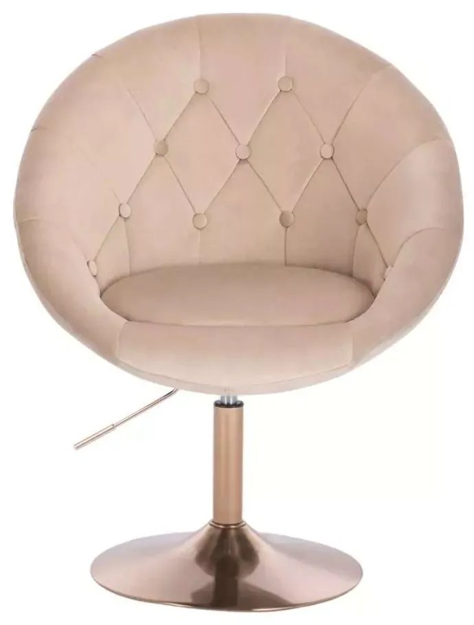 LuxuryForm DESIGN Otočné křeslo VERA VELUR na zlatém talíři - latte