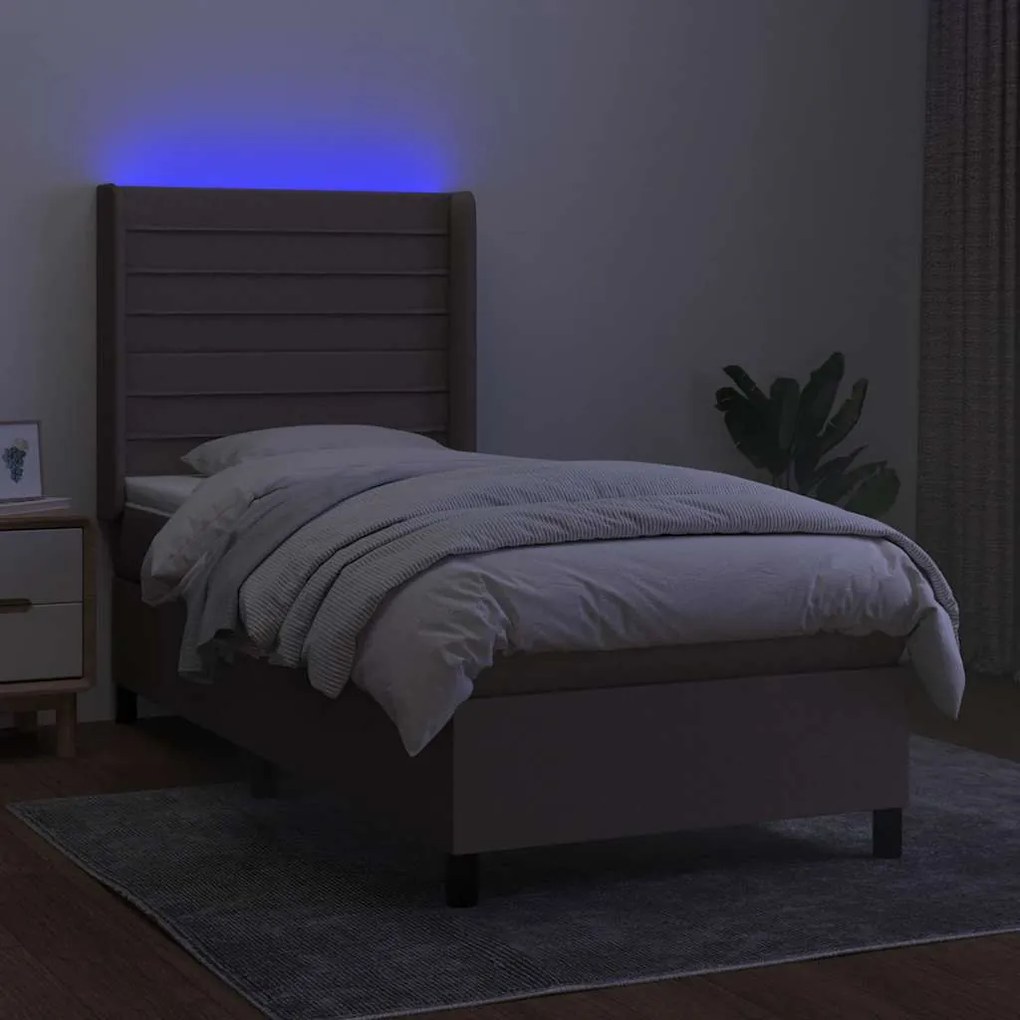 Box spring postel s matrací a LED taupe 90x190 cm textil 3138361