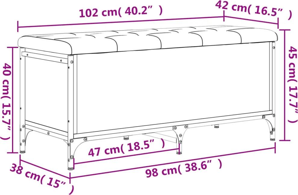 vidaXL Úložná lavice 102 x 42 x 45 cm kompozitní dřevo [835149] Barva: šedá sonoma