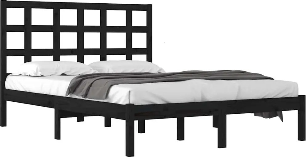 Rám postele černý masivní dřevo 200 x 200 cm 3105494
