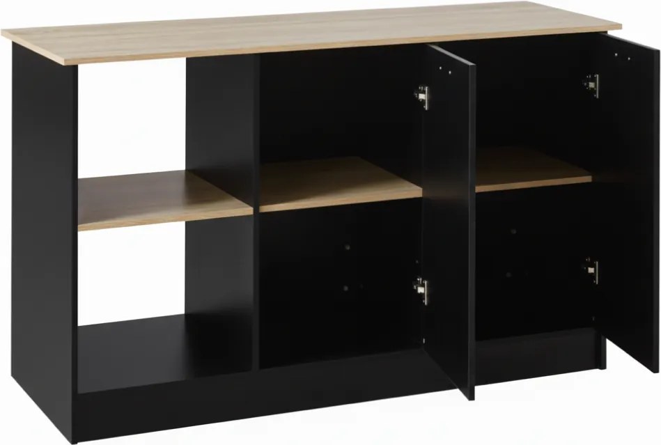 Kuchyňský ostrůvek, 150x60 cm, dub/černá, POMPEJ