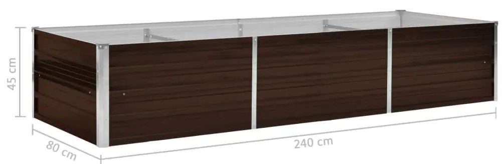 vidaXL Marketos Zahradní vyvýšený záhon hnědý 240 x 80 x 45 cm pozinkovaná ocel
