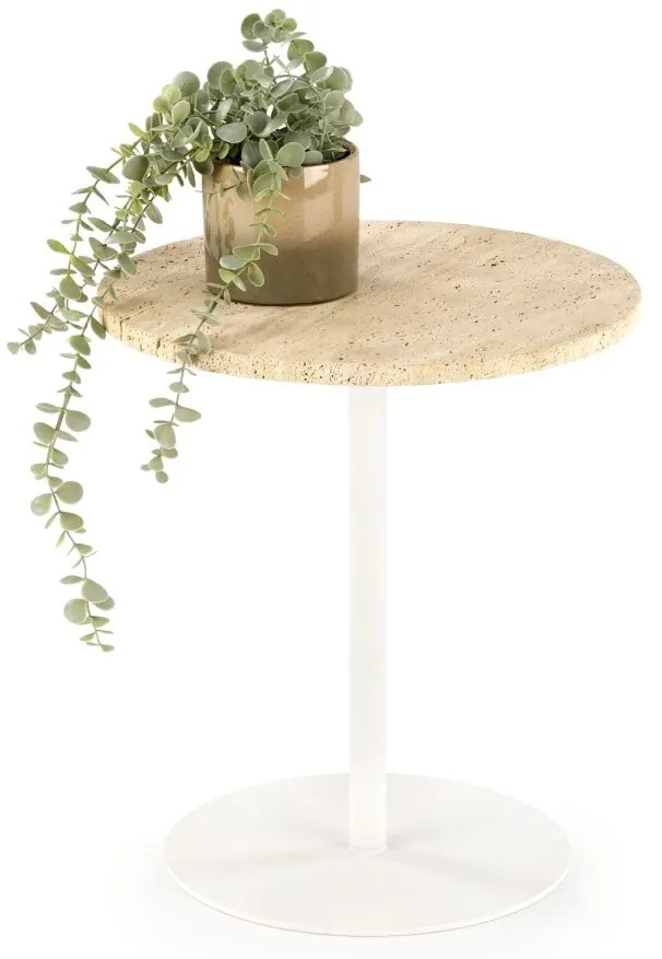 Konferenční stolek Traverso 45 cm travertin/bílý