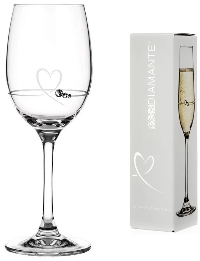 Diamante sklenice na bílé víno se Swarovski krystaly Petit Heart 240 ml 1KS
