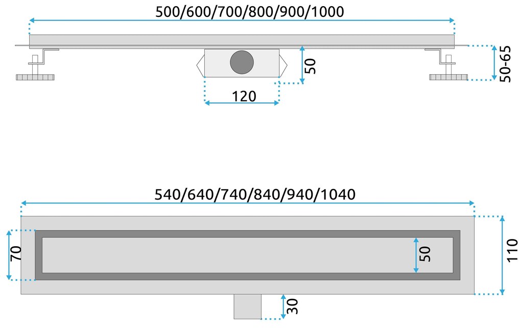 Rea Neox, nerezový sprchový odtokový žlab 90cm, 2v1, měděná matná, REA-G4889