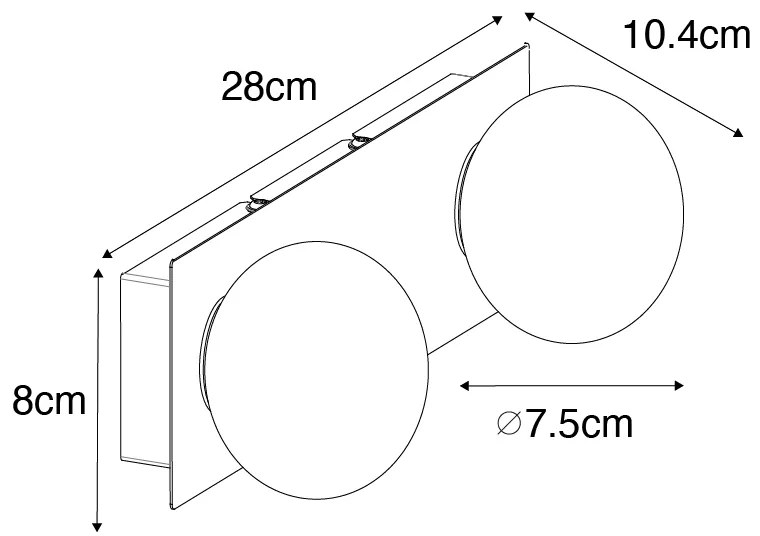 Nástěnná lampa zlatá 28 cm IP44 2-světlo s vypínačem - Cederic