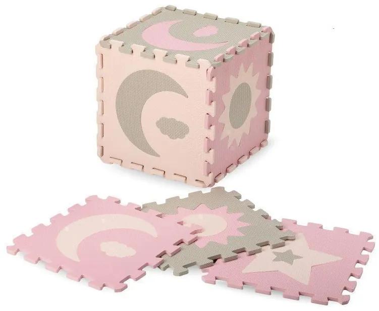 MoMi Hrací podložka pěnové puzzle NEBE Růžové