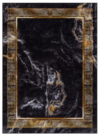 MIRO 51278.809 mycí kobereček Mramor, řecký protiskluz černý / zlatý velikost 160x220 cm | krásné koberce cz
