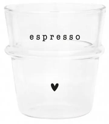 Bastion Collections Skleněný šálek na espresso Love/Espresso 90 ml Espresso, černá barva, čirá barva, sklo