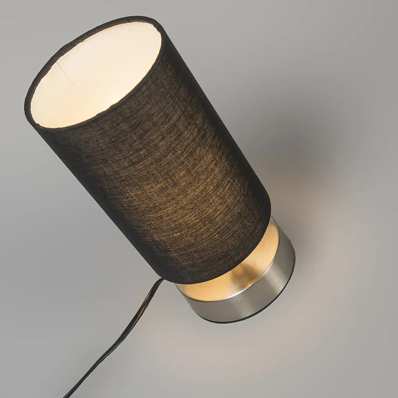 Moderní stolní lampa černá s ocelí - Milo 2