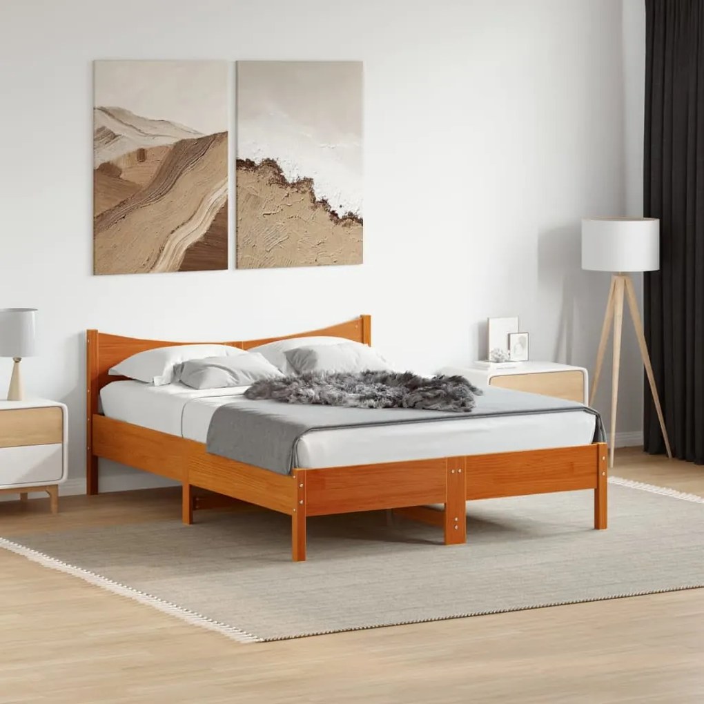 Rám postele voskově hnědý 120 x 200 cm masivní borovice
