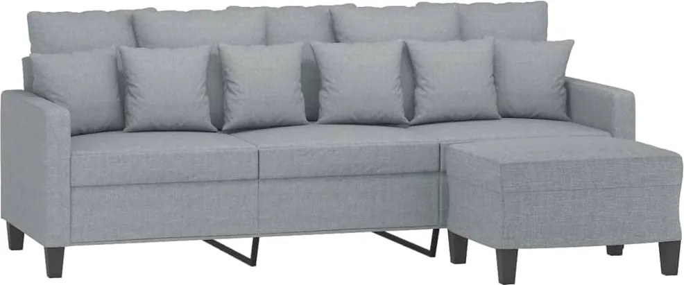 3místná pohovka s podnožkou světle šedá 180 cm textil 3201089
