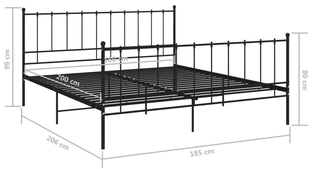Rám postele černý kov 180 x 200 cm,  324961