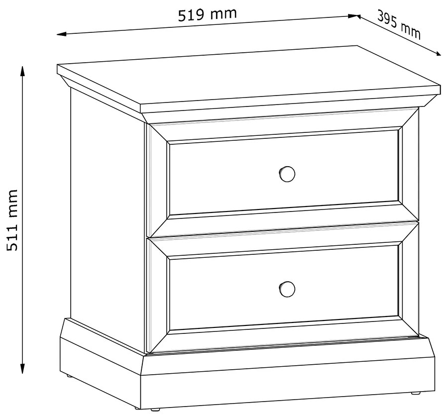 LUCCA c | noční stolek SN | 51,9 cm | černá