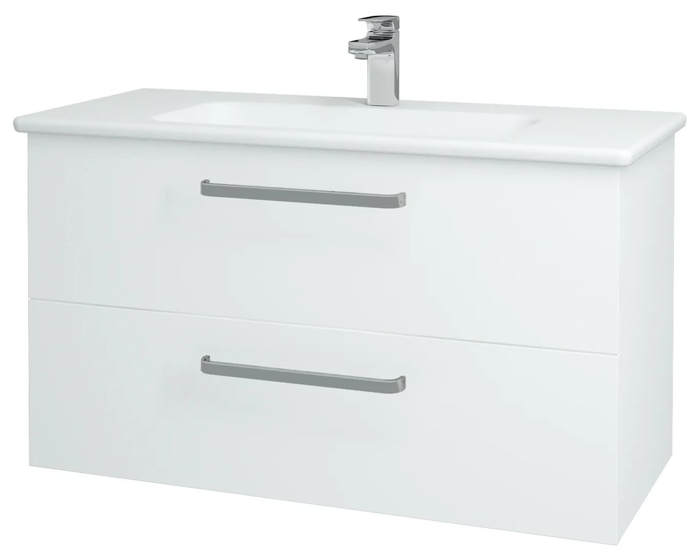 Dřevojas - Koupelnová skříň GIO SZZ2 100 - N01 Bílá lesk / Úchytka T01 / L01 Bílá vysoký lesk 130770A