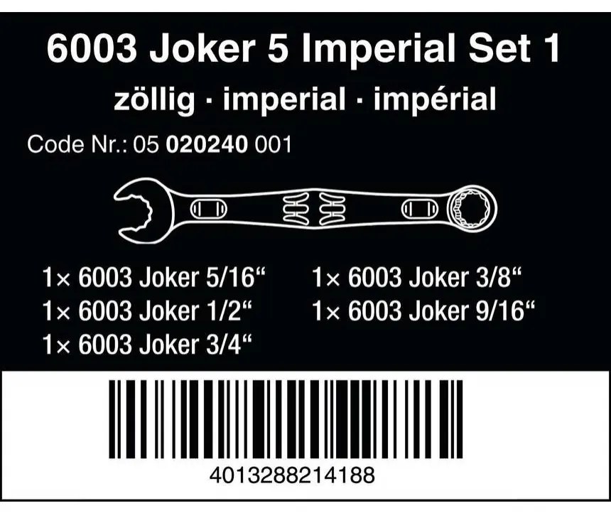 Wera 020229 Očkoploché klíče 5/16 ÷ 1/2" 6003 Joker 4 Set Imperial 1 (Sada 4 díly)