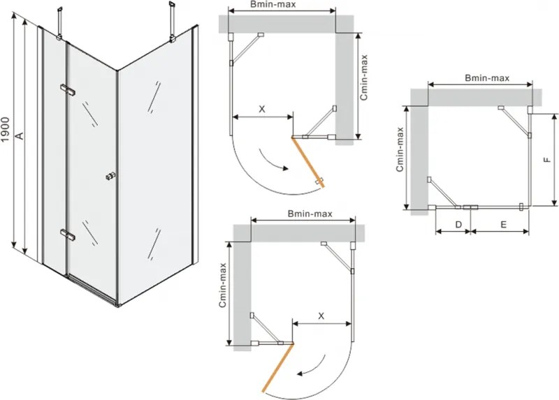 Mexen Roma, sprchový kout s 1-křídlými dveřmi 80 (dveře) x 80 (stěna) cm, 6mm čiré sklo, černý profil, slim sprchová vanička 5cm bílá s černým sifonem, 854-080-080-70-00-4010B