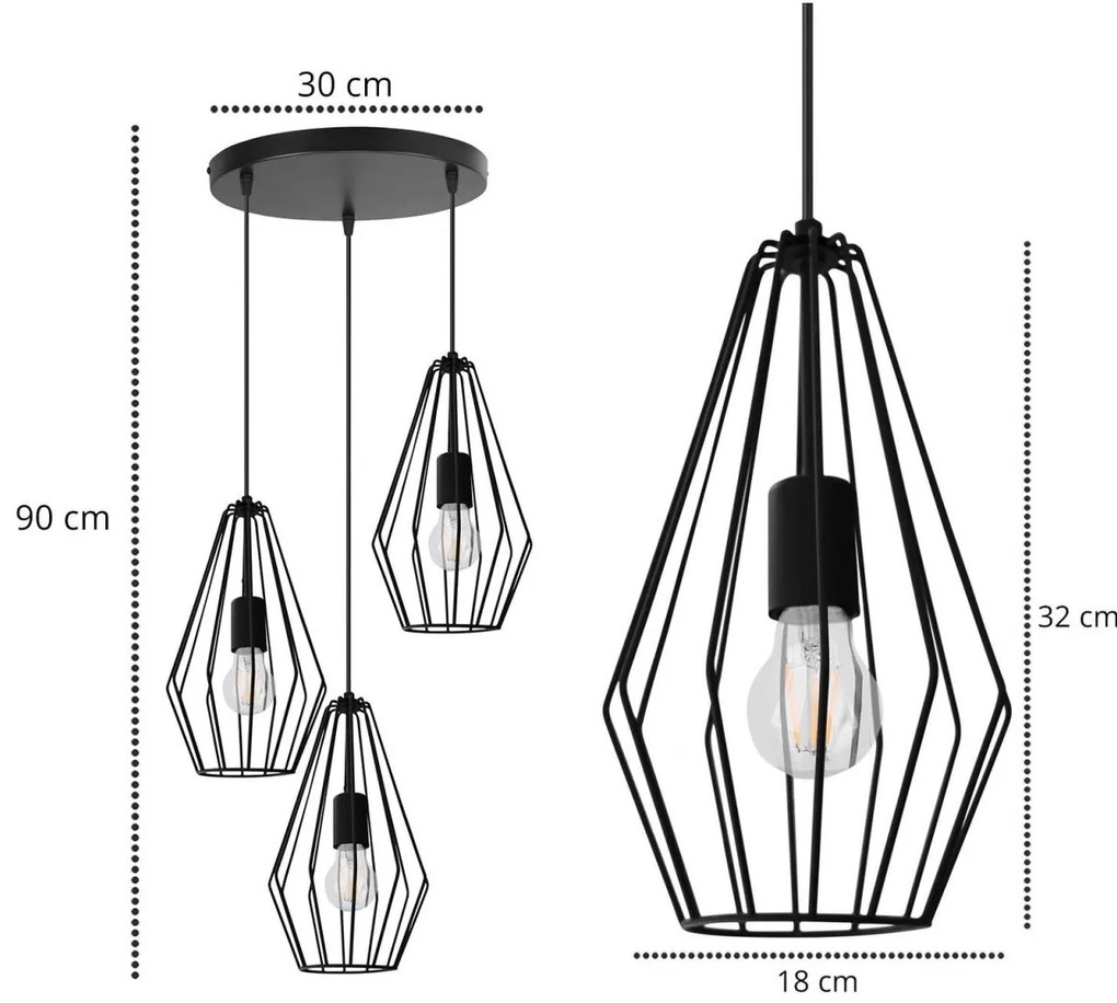 Závěsné svítidlo Nuvola 7, 3x drátěné stínítko (výběr ze 2 barev), o, i
