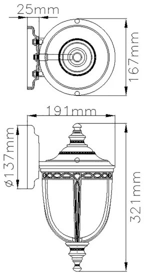 Feiss FE-EB2-S-BRB-Venkovní nástěnné svítidlo ENGLISH BRIDLE 1xE27/60W/230V IP44