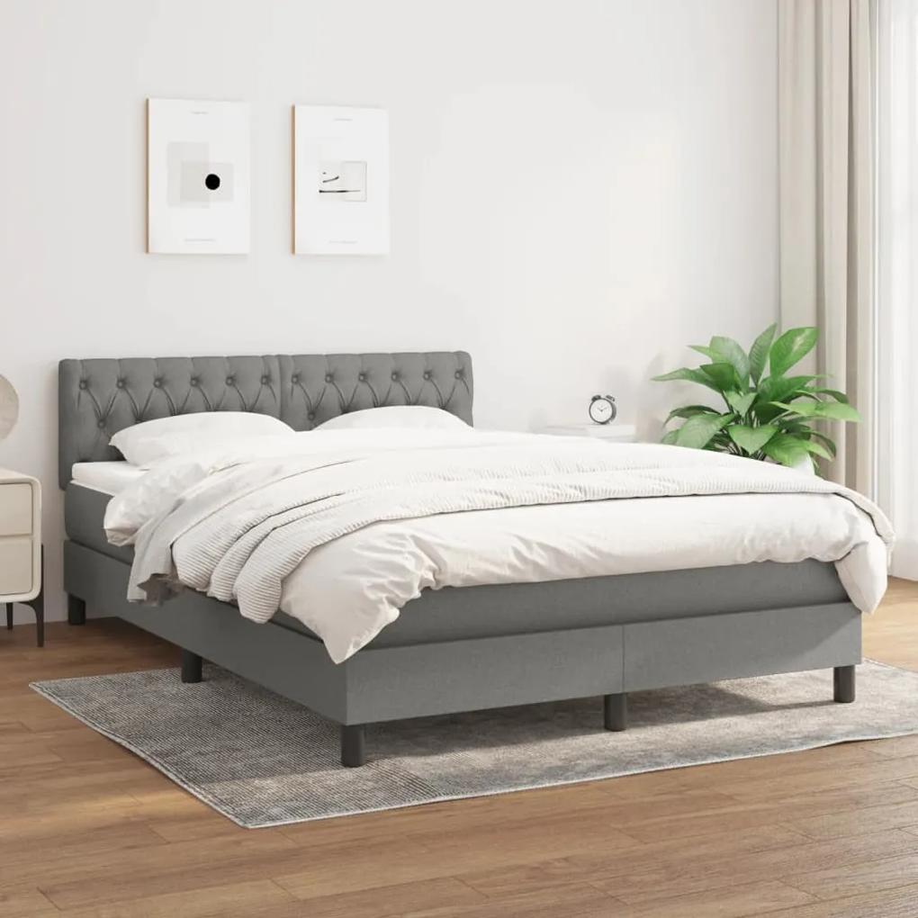 Box spring postel s matrací tmavě šedá 140x200 cm textil,  3140298