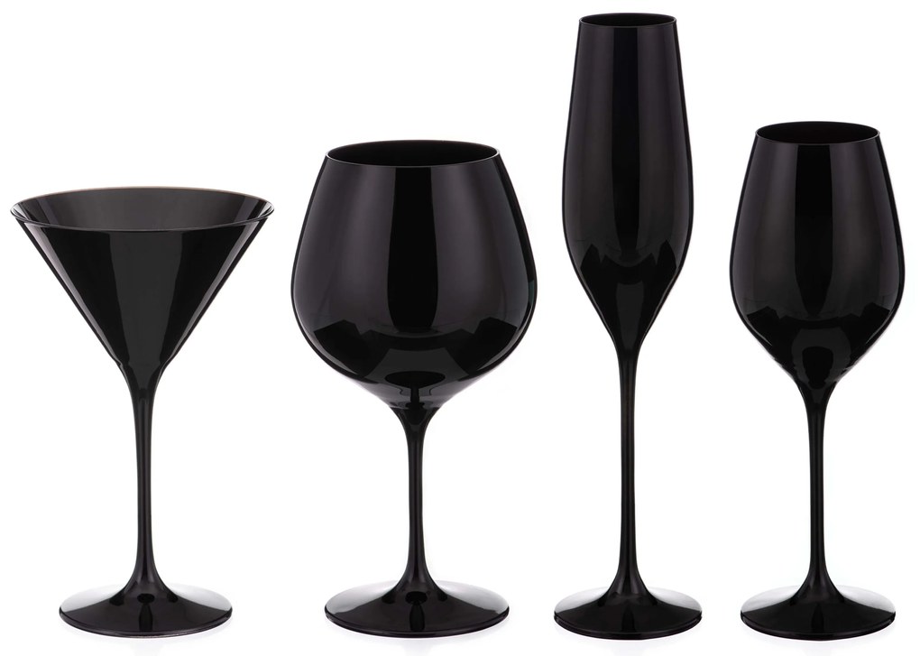 Diamante sklenice na šampaňské Ghost Black 210 ml 2KS