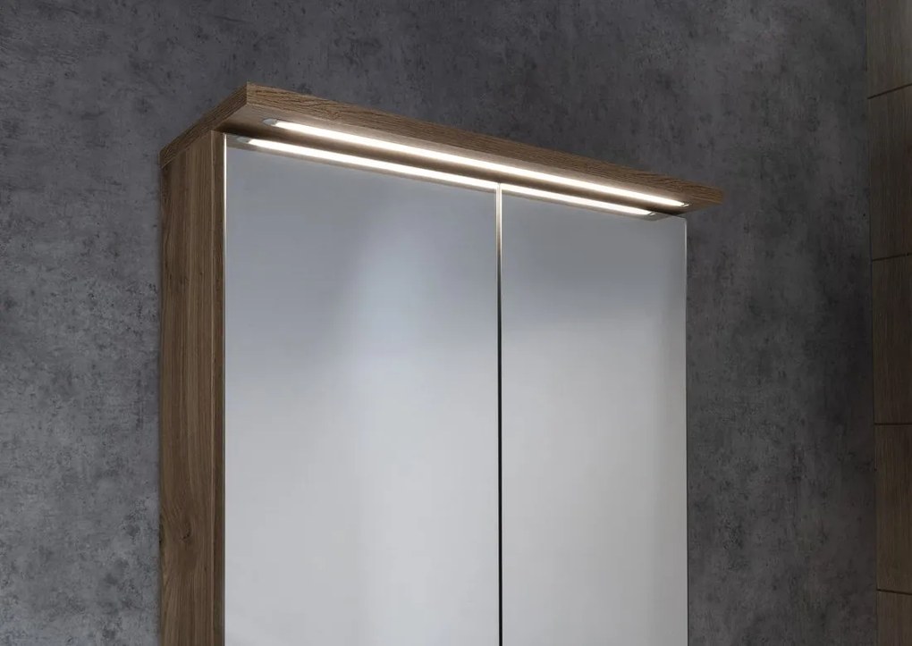 Aqualine Aqualine, KAWA STRIP Galerka s LED osvětlením 60x70x22cm, dub emporio, WGL36S